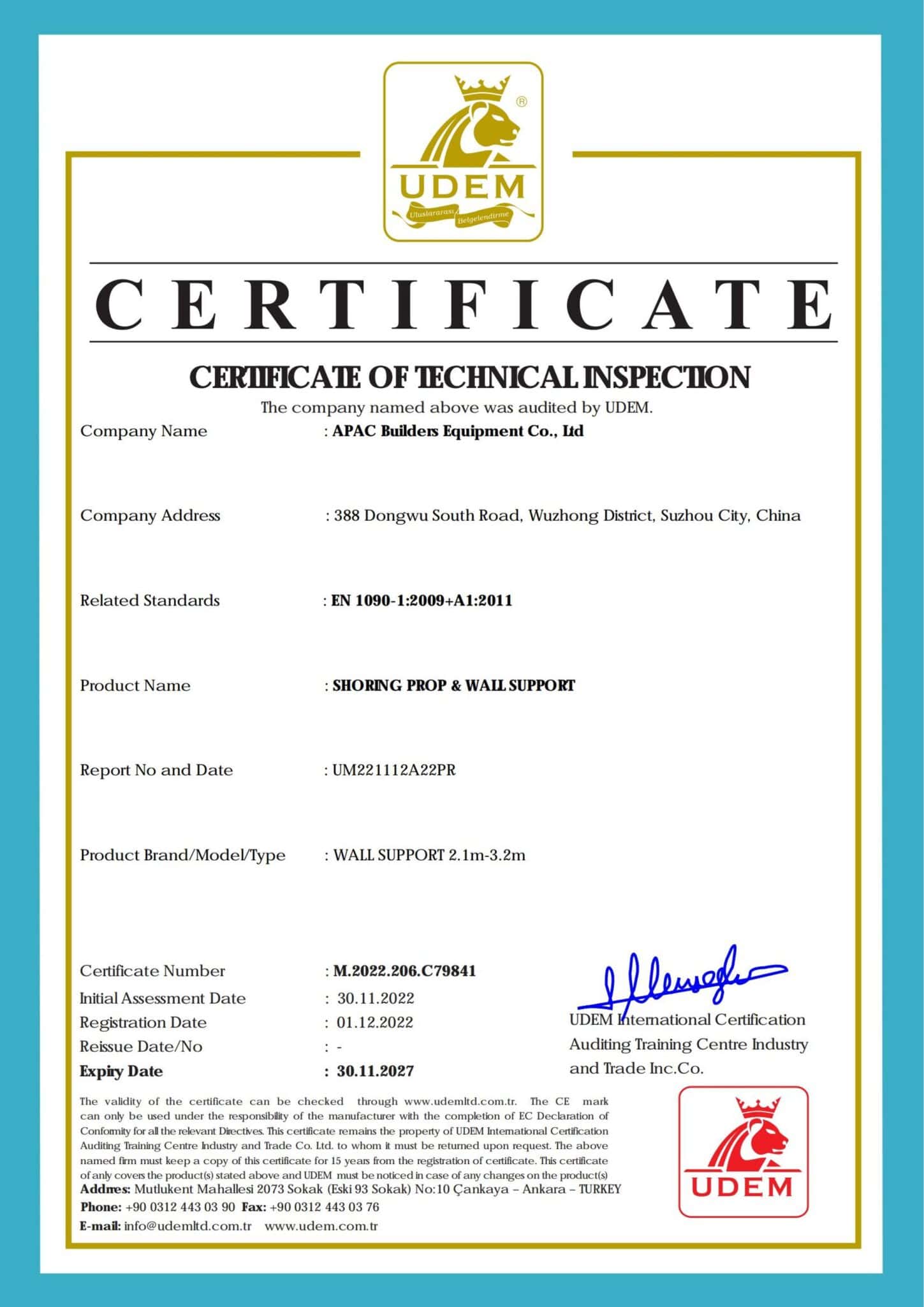 Certification - APAC Scaffold