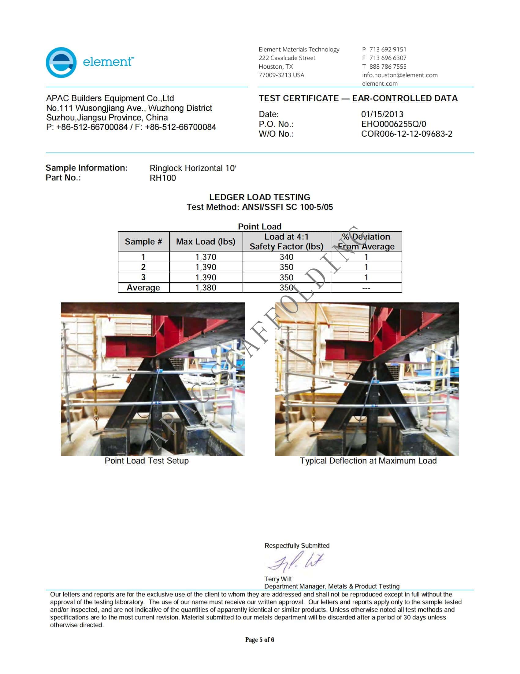 Certification - APAC Scaffold