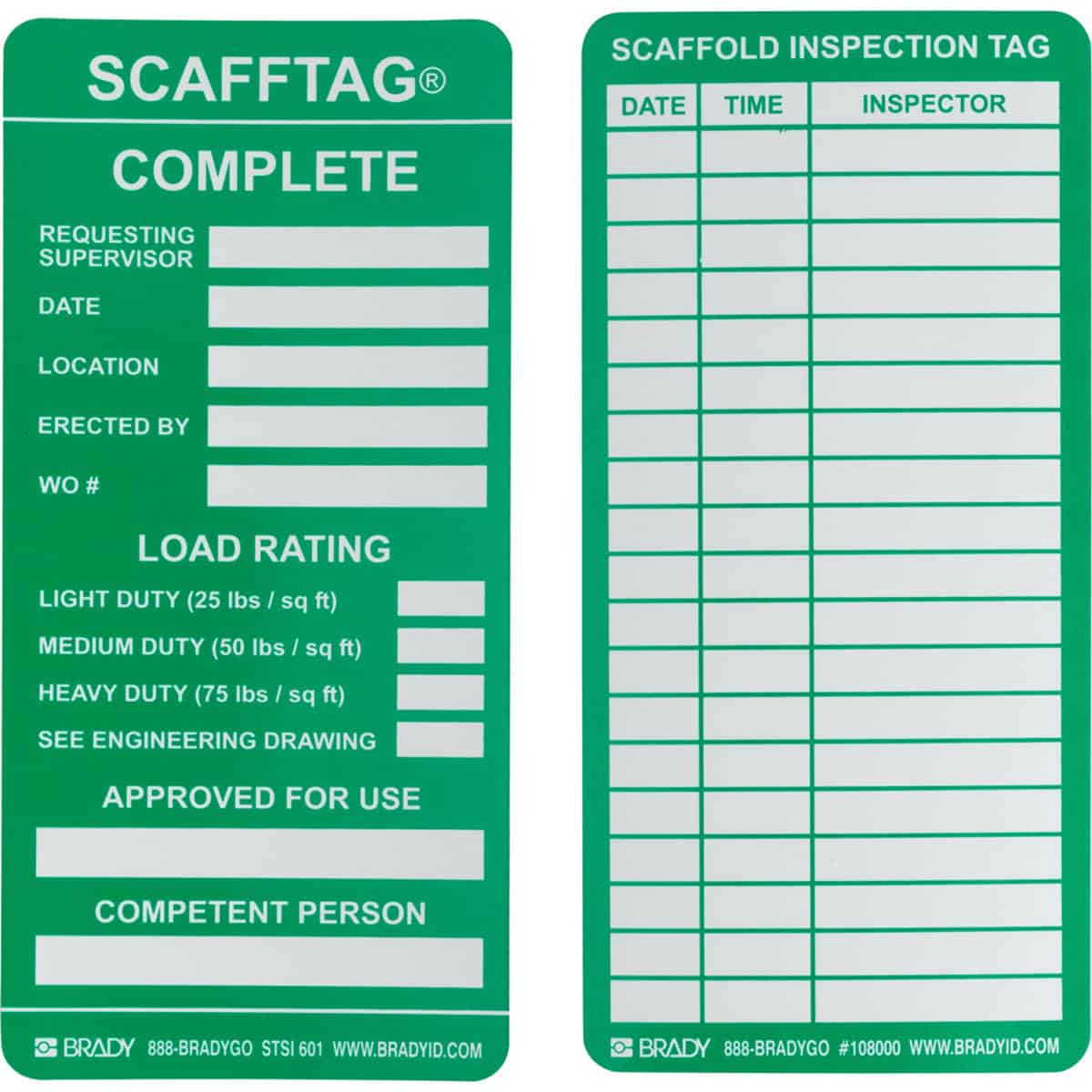 Customized Green Scaffold Tags For You - APAC Scaffold